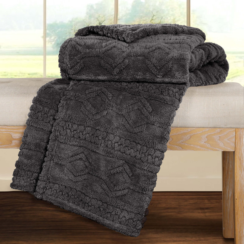 Superior Boho Knit Jacquard Fleece Plush Blanket Medium Weight Fluffy Bedding & Reviews | Wayfair